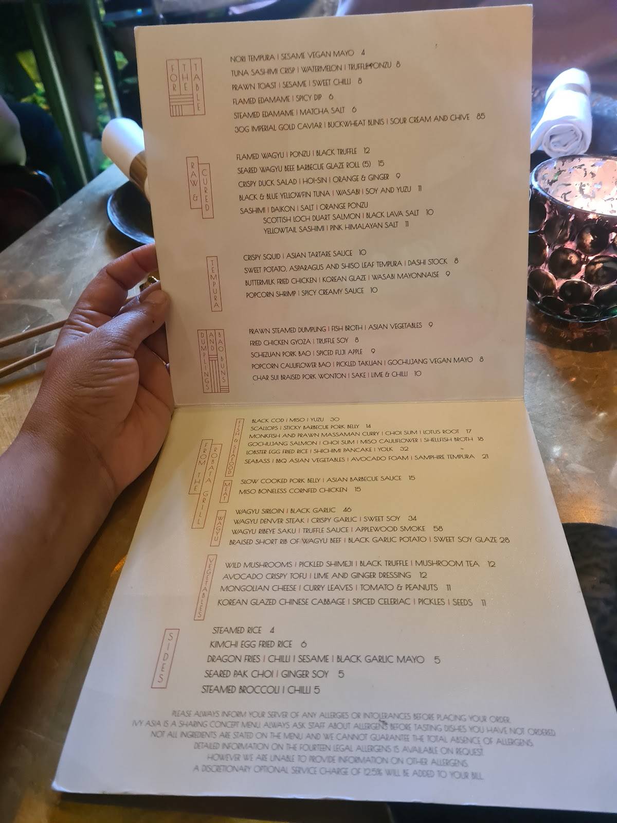 Menu at The Ivy Spinningfields Manchester restaurant, Manchester