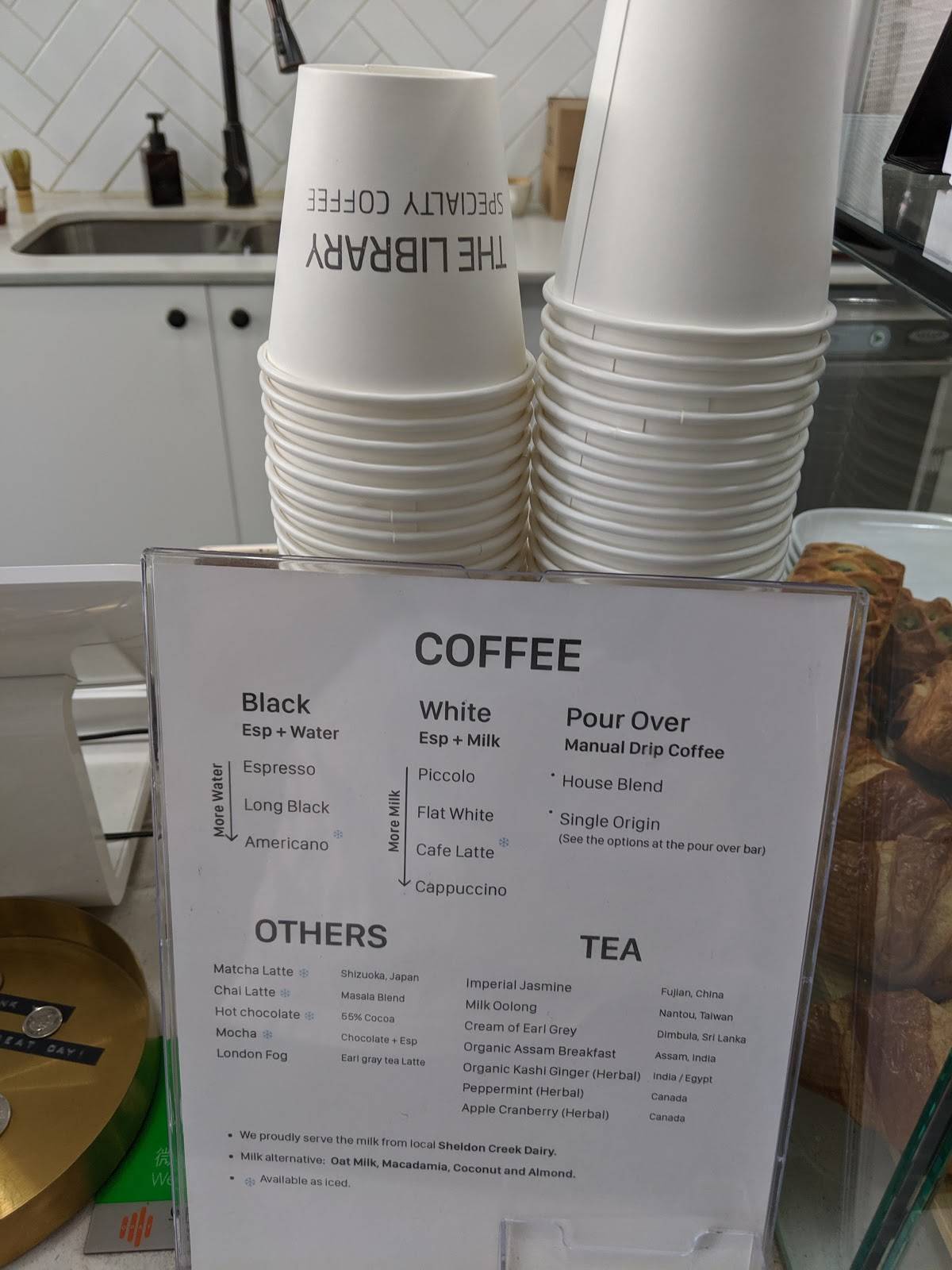 Menu at The Library Specialty Coffee cafe, Toronto, 281 Dundas St W