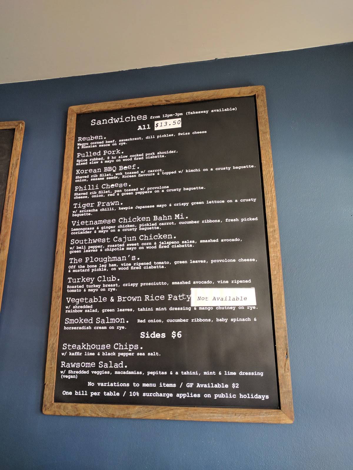 Menu at The Little Larder cafe, Port Douglas