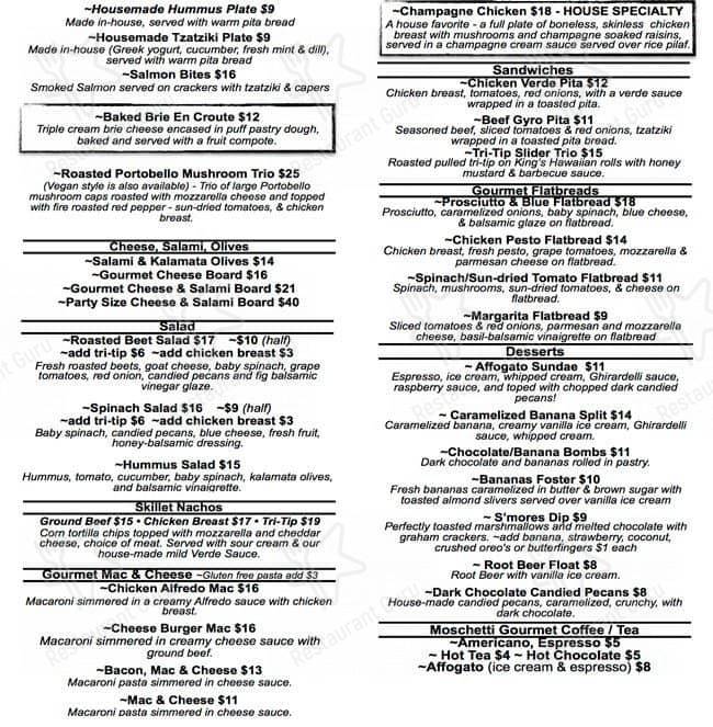 Menu at The Loft Wine Bar & Restaurant, Benicia