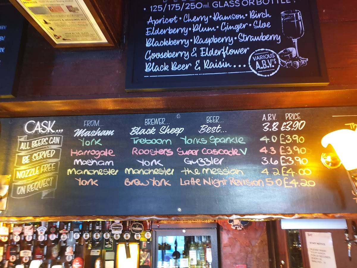 Menu at The Maltings pub & bar, York