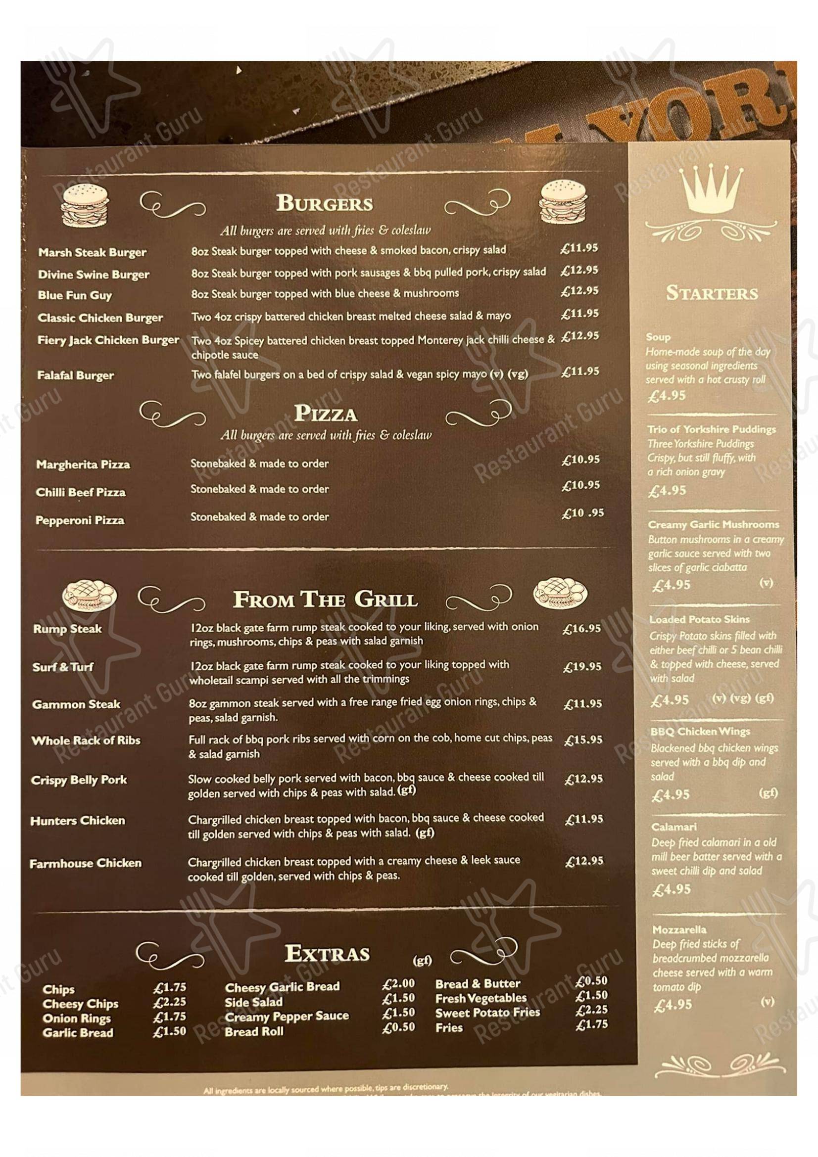Menu at The Marsh pub & bar, Cleckheaton