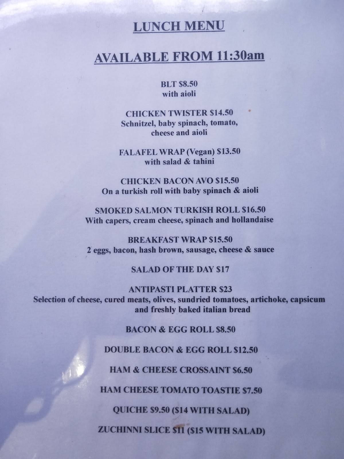Menu at The Mill House Cafe, Queanbeyan
