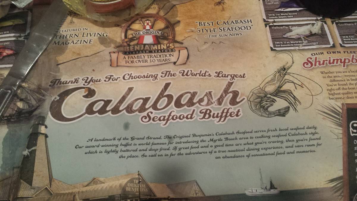 Menu at The Original Benjamin's Calabash Seafood restaurant, Myrtle ...