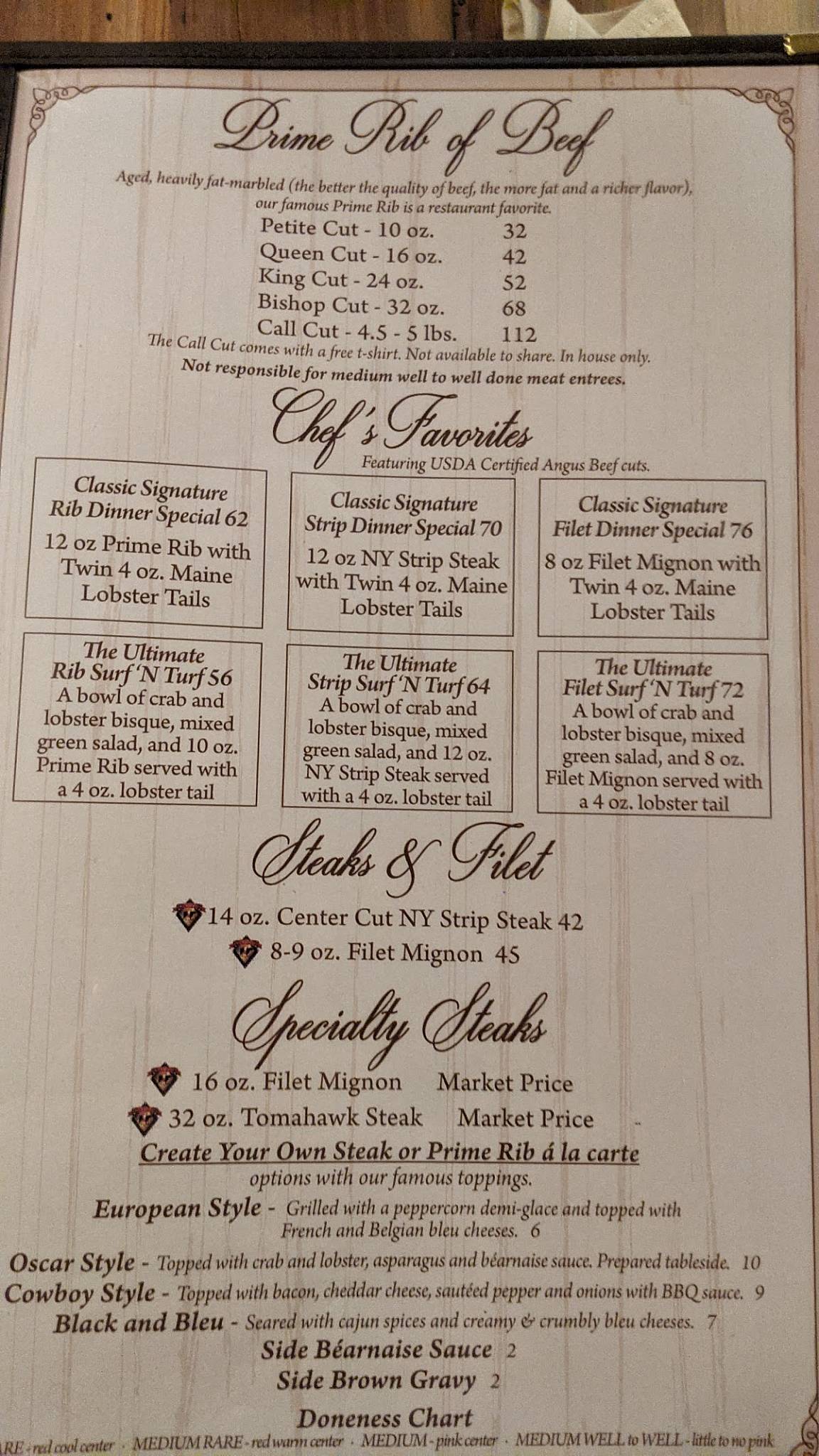 Menu at The "Original" Red Osier Landmark Restaurant, Stafford