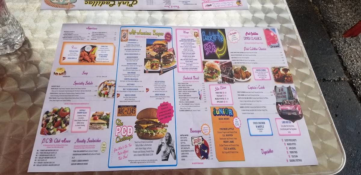 Menu at The Pink Cadillac Diner restaurant, Wildwood