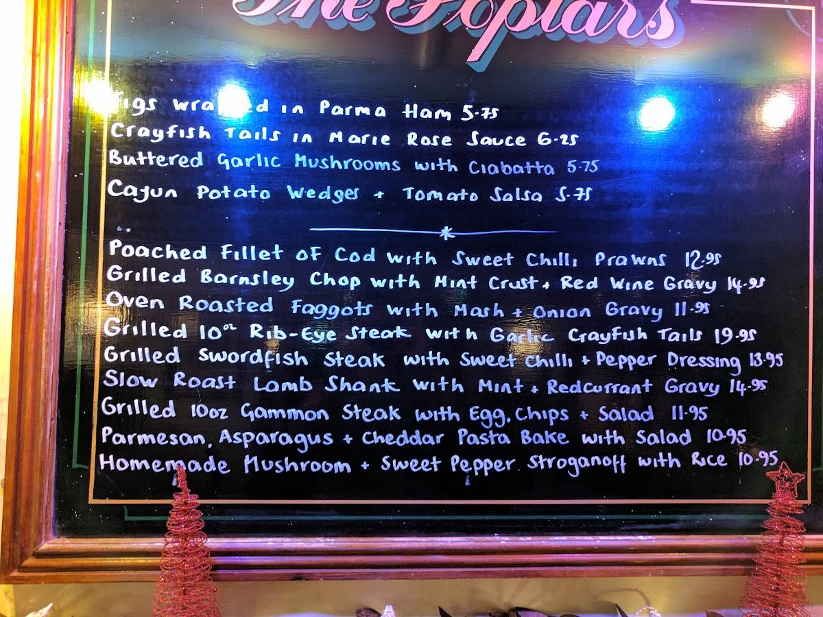 Menu at The Poplars pub & bar, Trowbridge