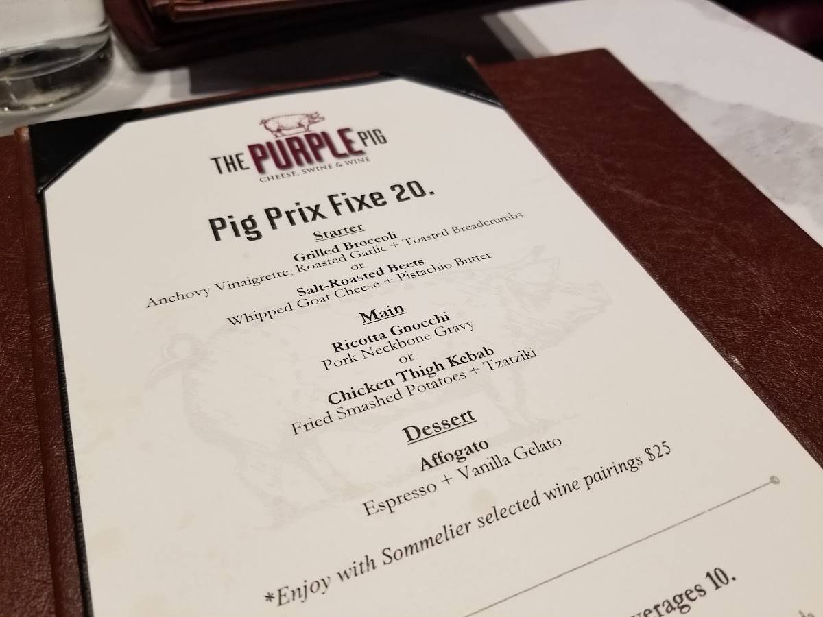 Menu at The Purple Pig Restaurant, Chicago, 444 Michigan Ave