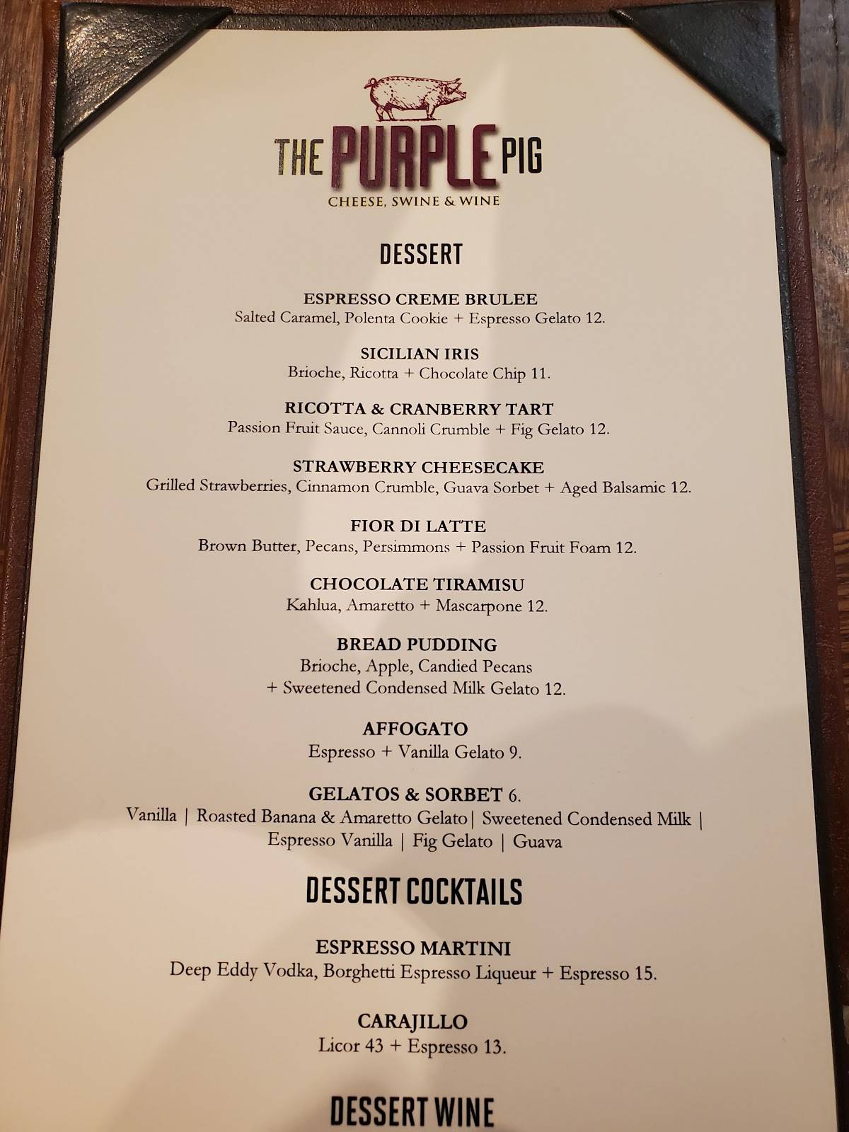 Menu at The Purple Pig Restaurant, Chicago, 444 Michigan Ave