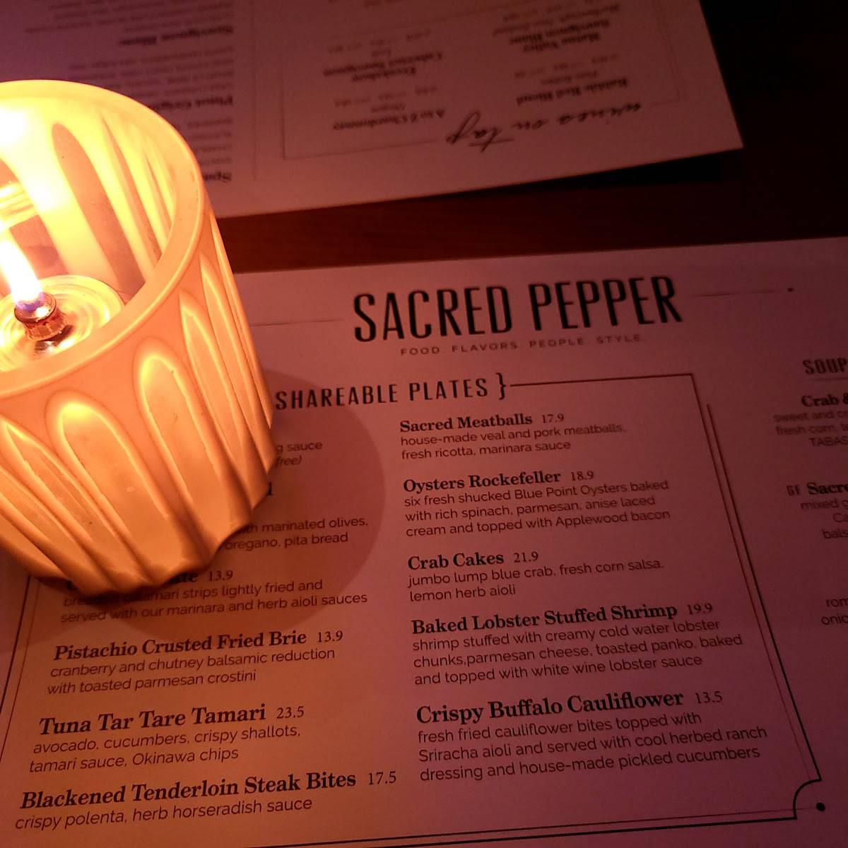 Menu at The Sacred Pepper restaurant, Tampa