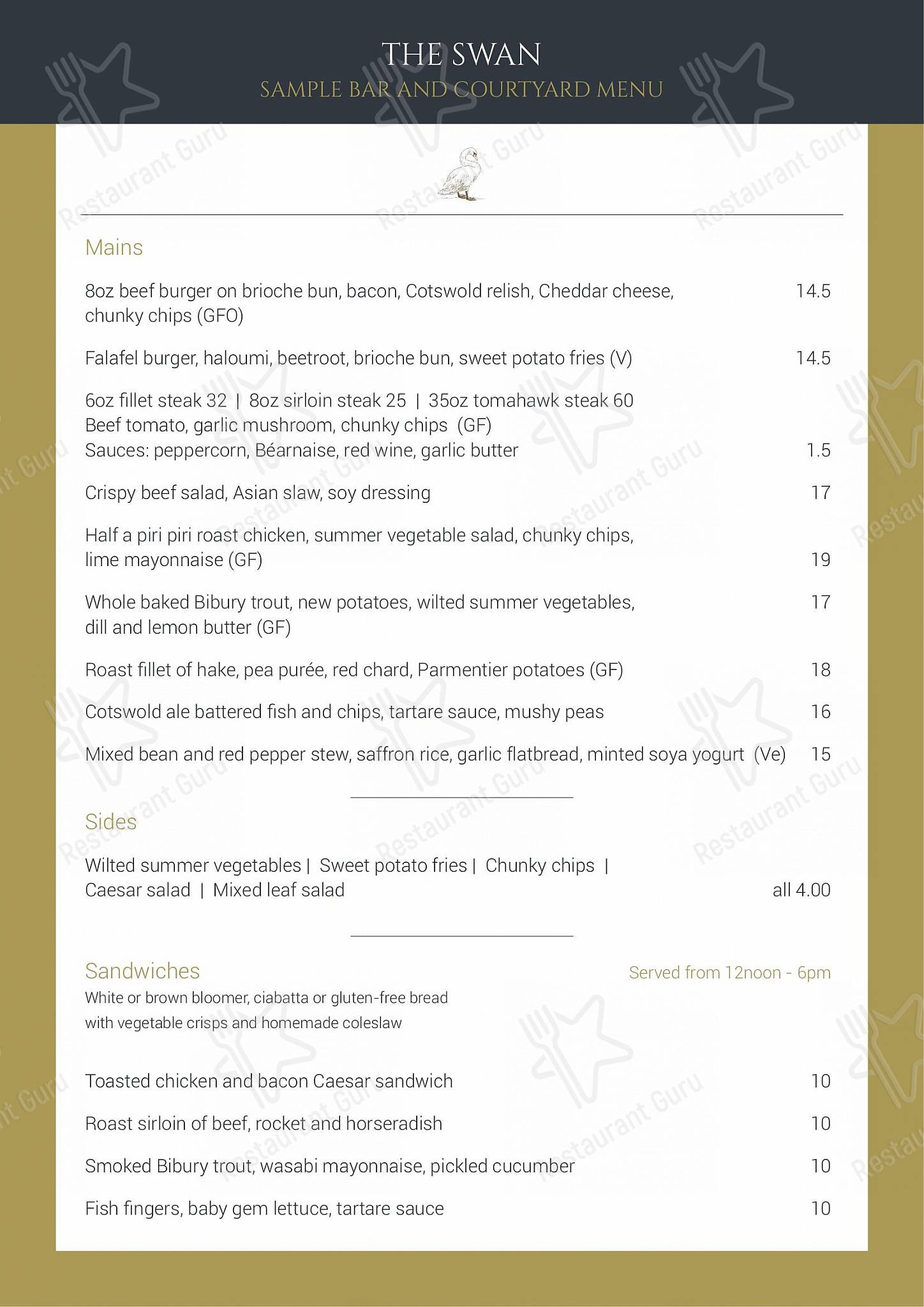 Menu at The Gallery Restaurant, Bibury