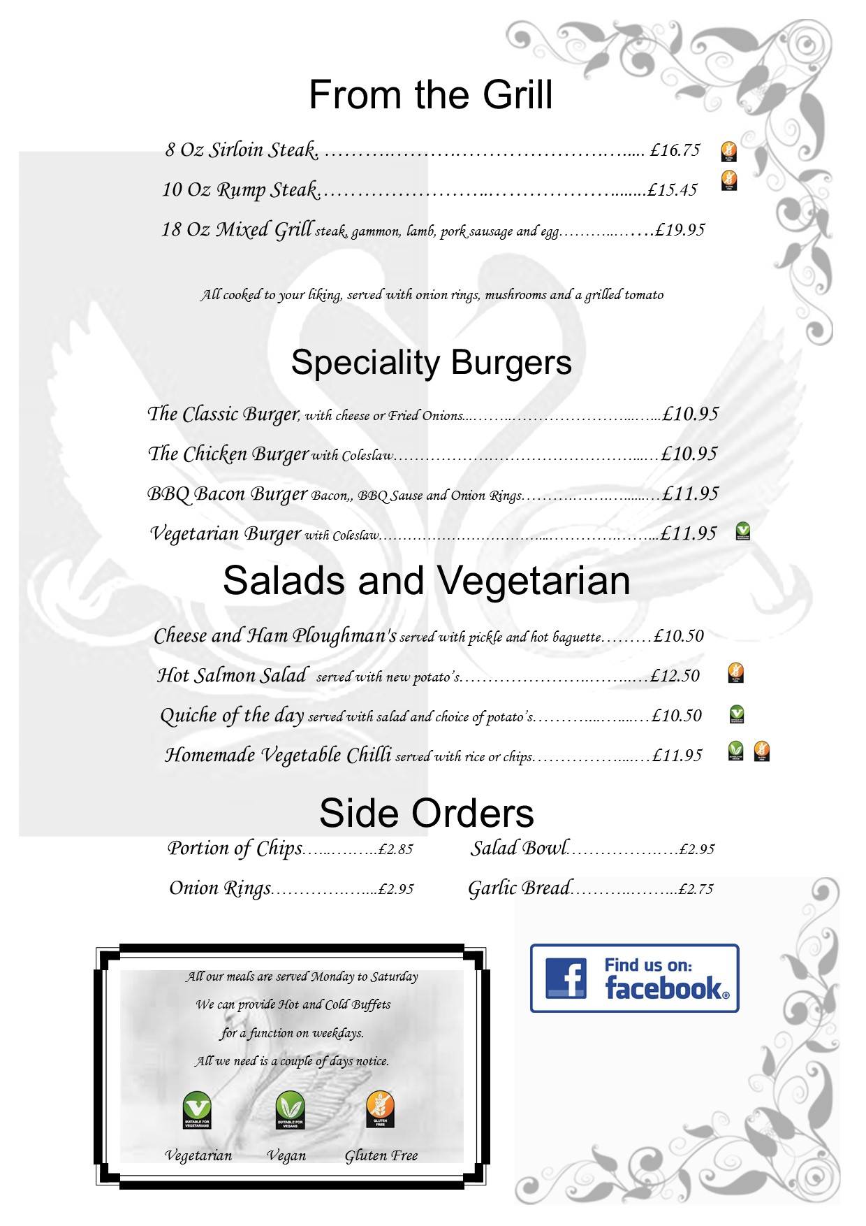 Menu at The Swan Inn pub & bar, Hereford, 171 Aylestone Hill