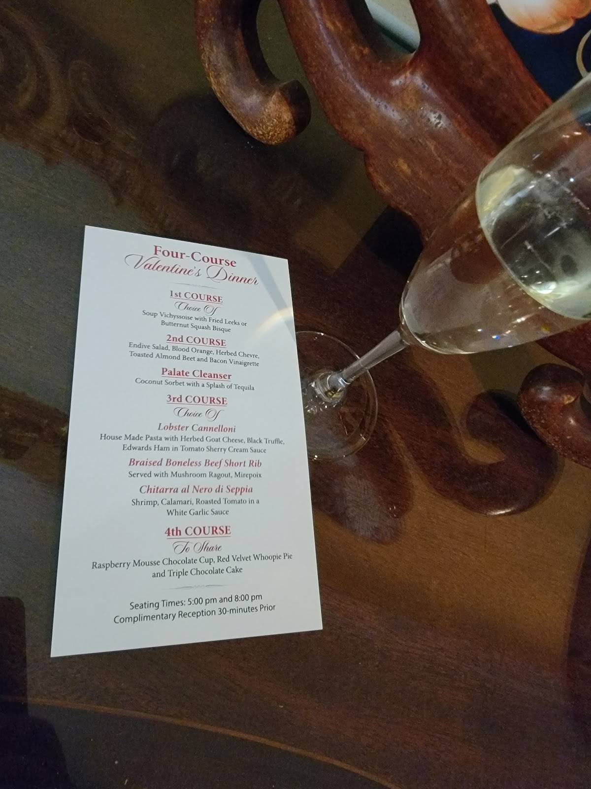 Menu at The Swan Terrace restaurant, Virginia Beach