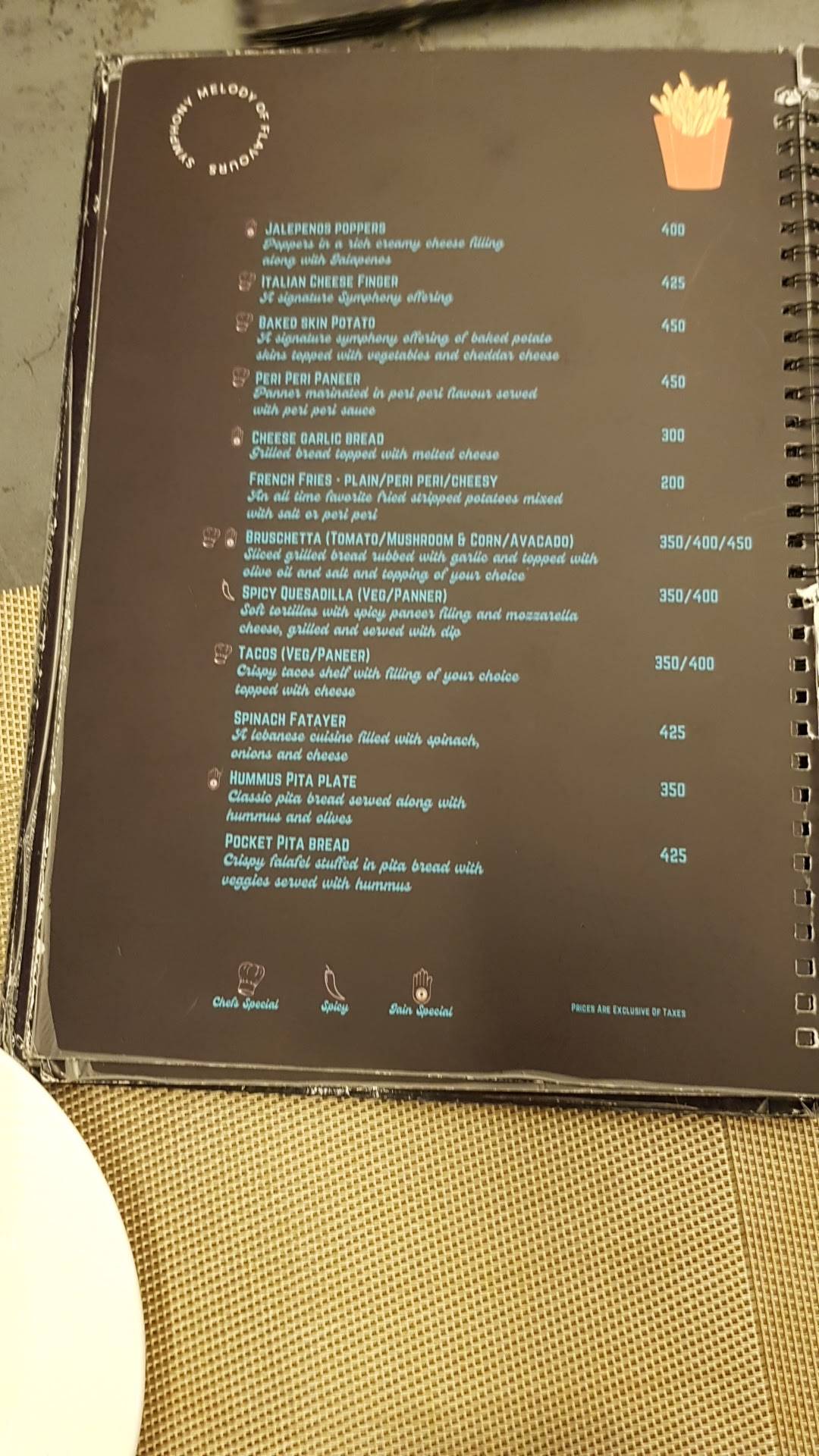 Menu at The Symphony - Restaurant, Hyderabad