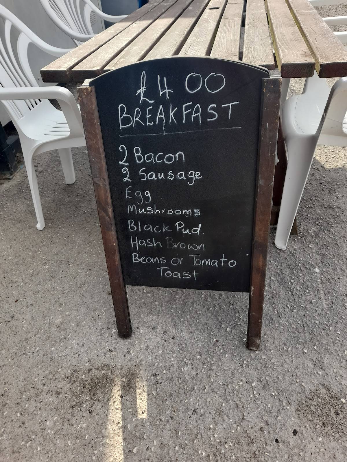 Menu at The Cabin cafe, Colwyn Bay