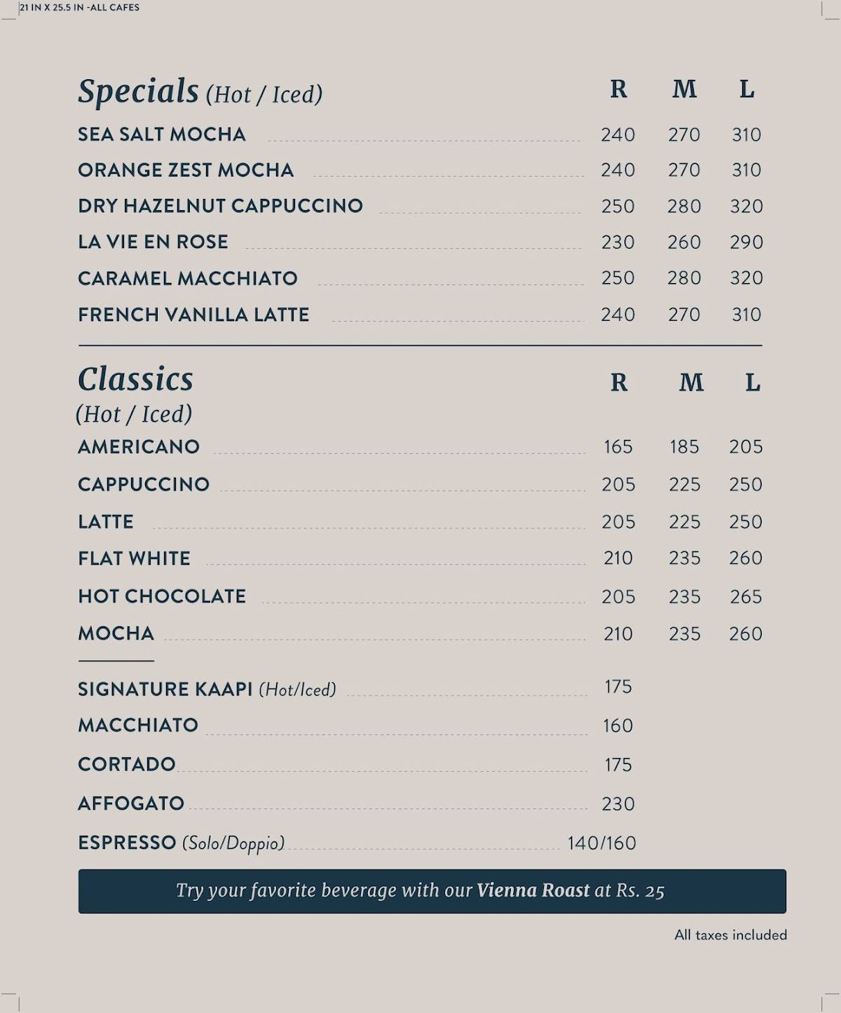 Menu at Third Wave Coffee, Bengaluru, 17th Cross Rd