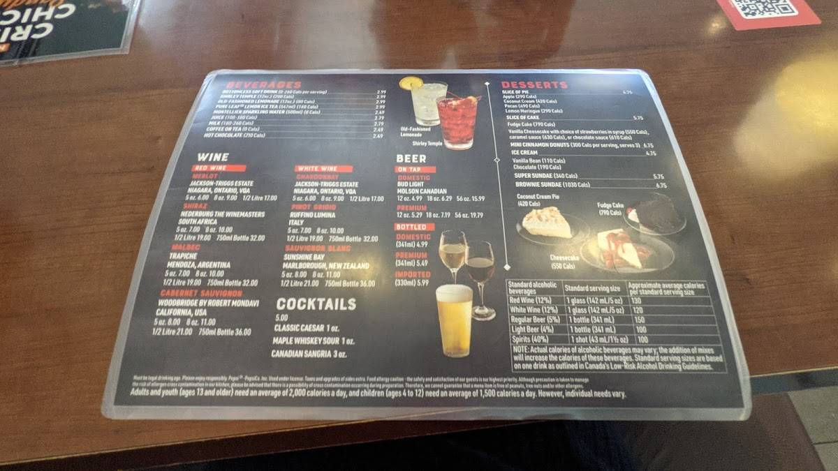 Menu at Swiss Chalet restaurant, Thunder Bay, 879 Fort William Rd