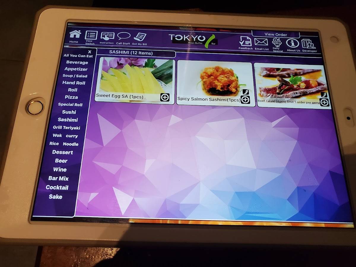 Menu at Tokyo 1 restaurant, Kelowna