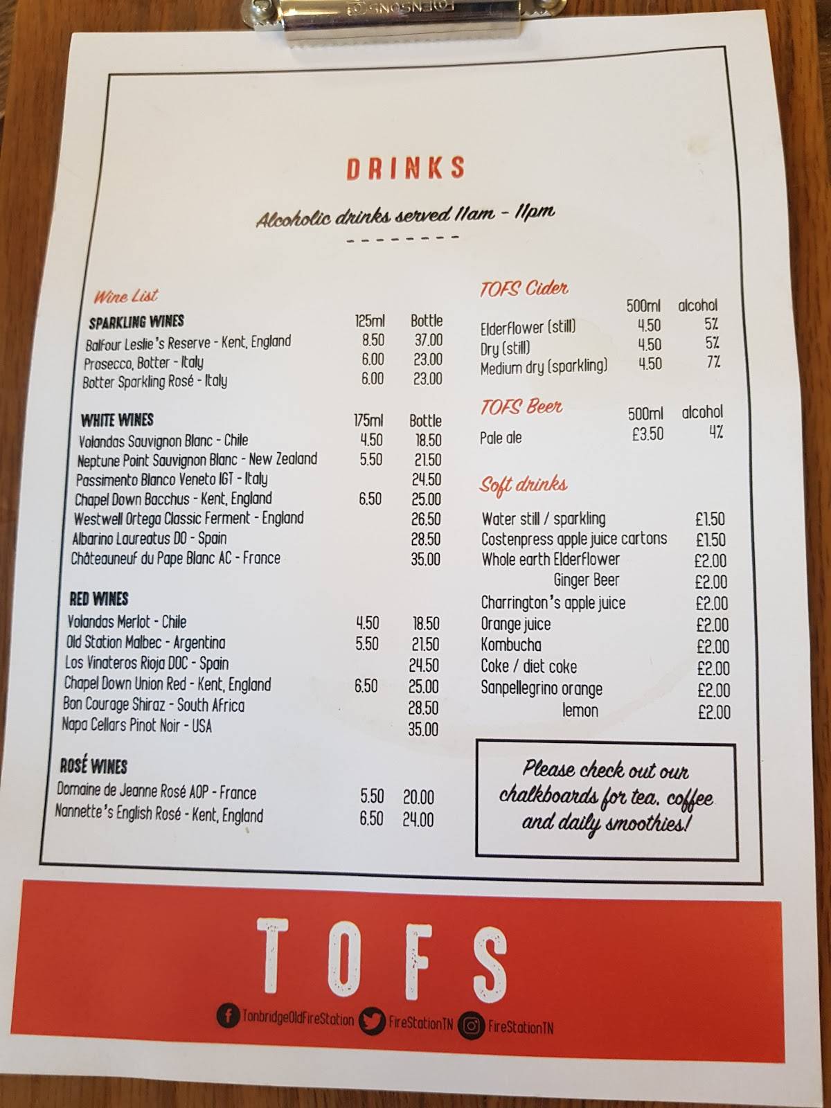 Menu at Tonbridge Old Fire Station pub & bar, Tonbridge