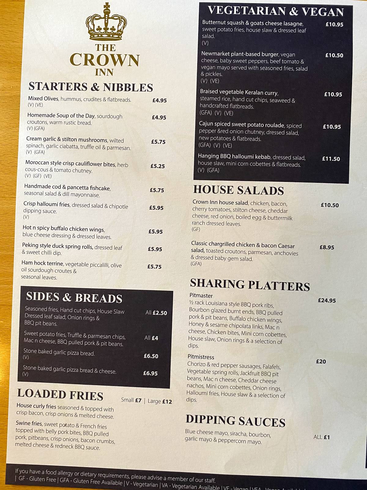 Menu at The Crown Inn pub & bar, Trelawnyd