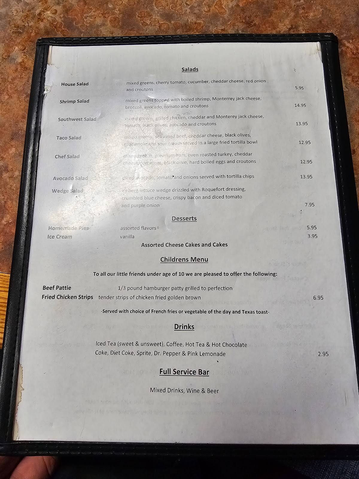 Menu at Triple C Steakhouse, Devine