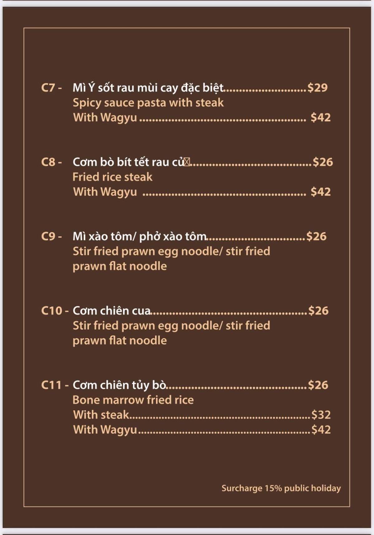 Menu at Tungthit Sizzling Steak steakhouse, Springvale