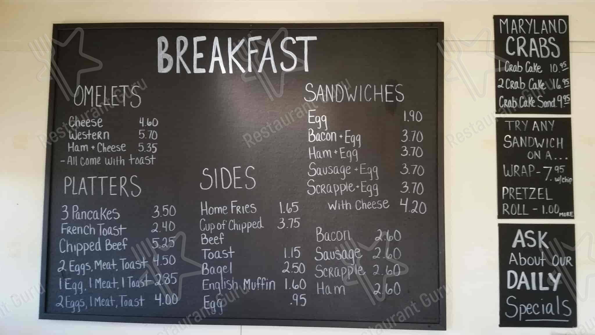 Menu at Twinny's Place restaurant, Galena