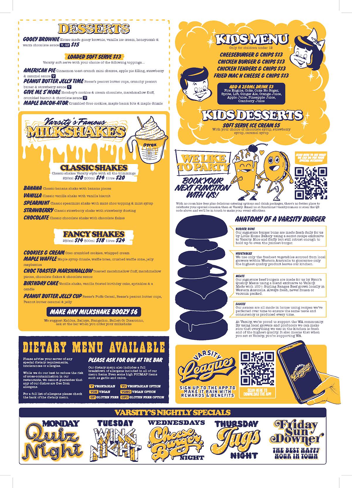 Menu at Varsity Innaloo pub & bar, Woodlands