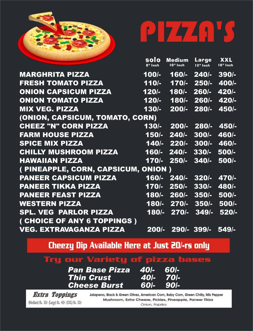 Menu at Veg Parlour The pizza experts, Goraya