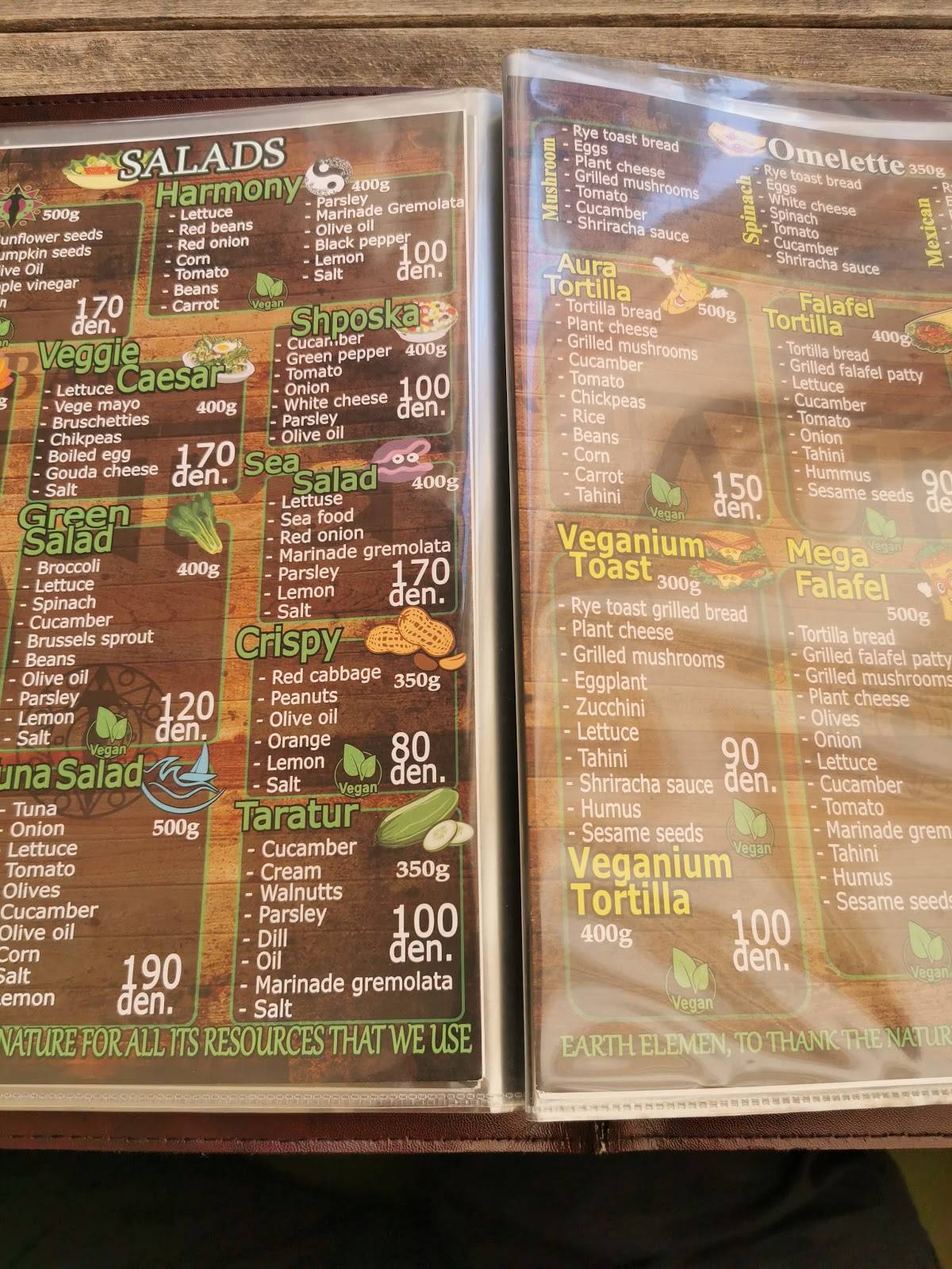 Menu at Veggie Bar Aura, Prilep