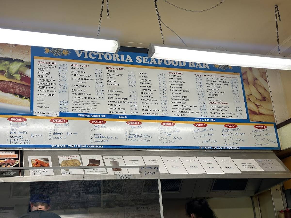 Menu at Victoria Seafood Bar, Rangiora