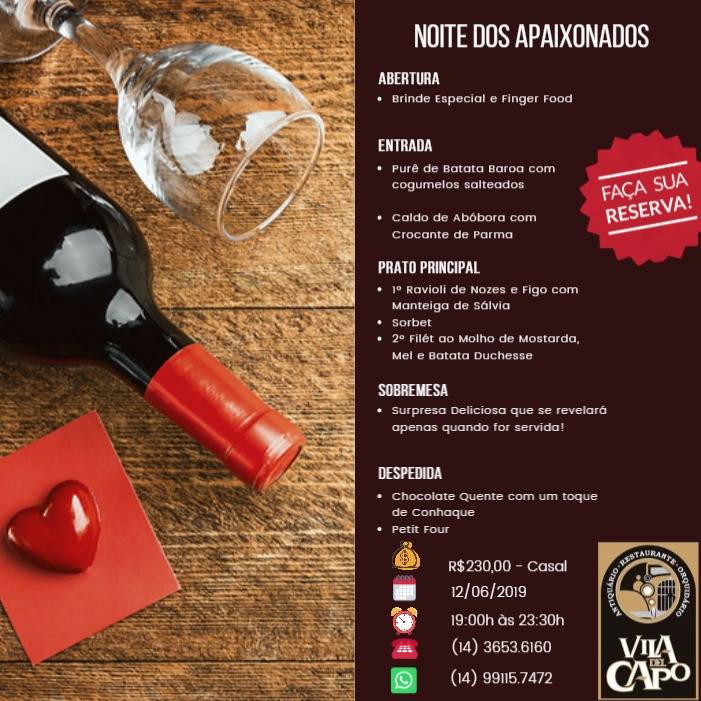 Menu em Vila Del Capo - Restaurante e Antiquário, Brasil