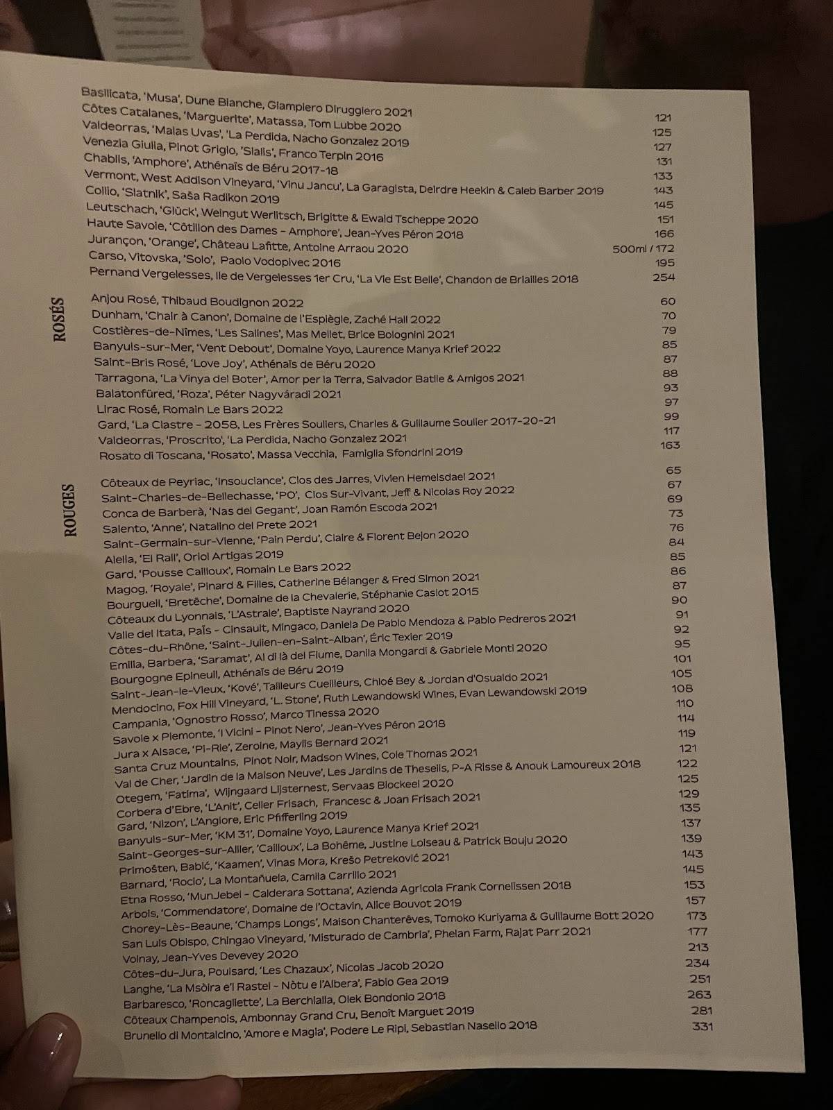 Menu at Vin Mon Lapin pub & bar, Montréal