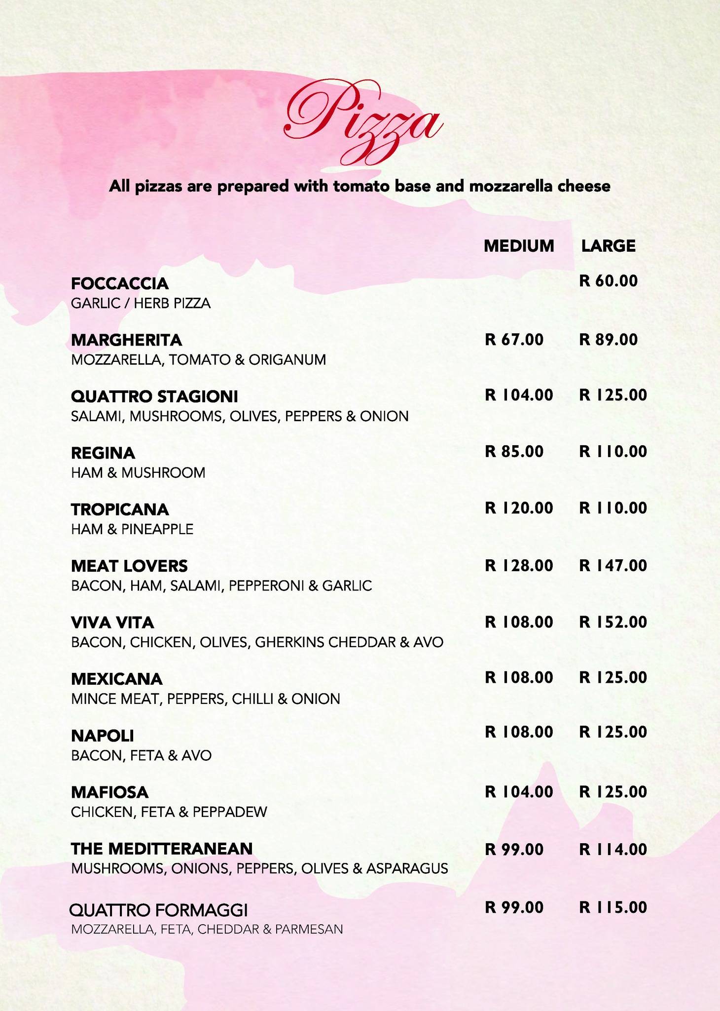 Menu at Viva Vita Family Restaurant, Centurion