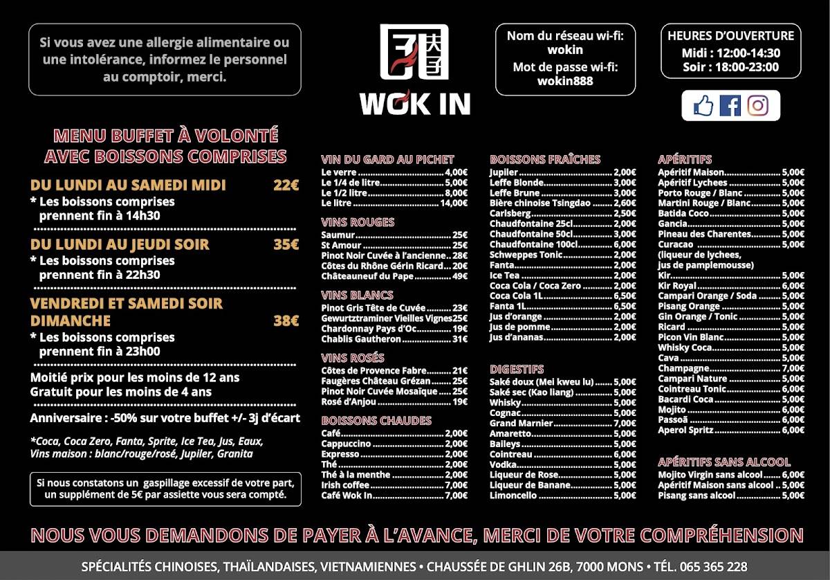Menu au WOK IN, Mons