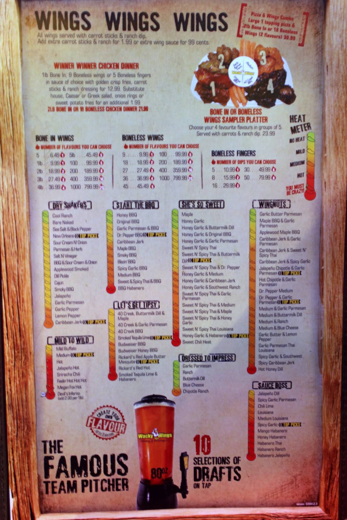Menu at Wacky Wings Lake Street pizzeria, Sault Ste. Marie, 350 Lake St