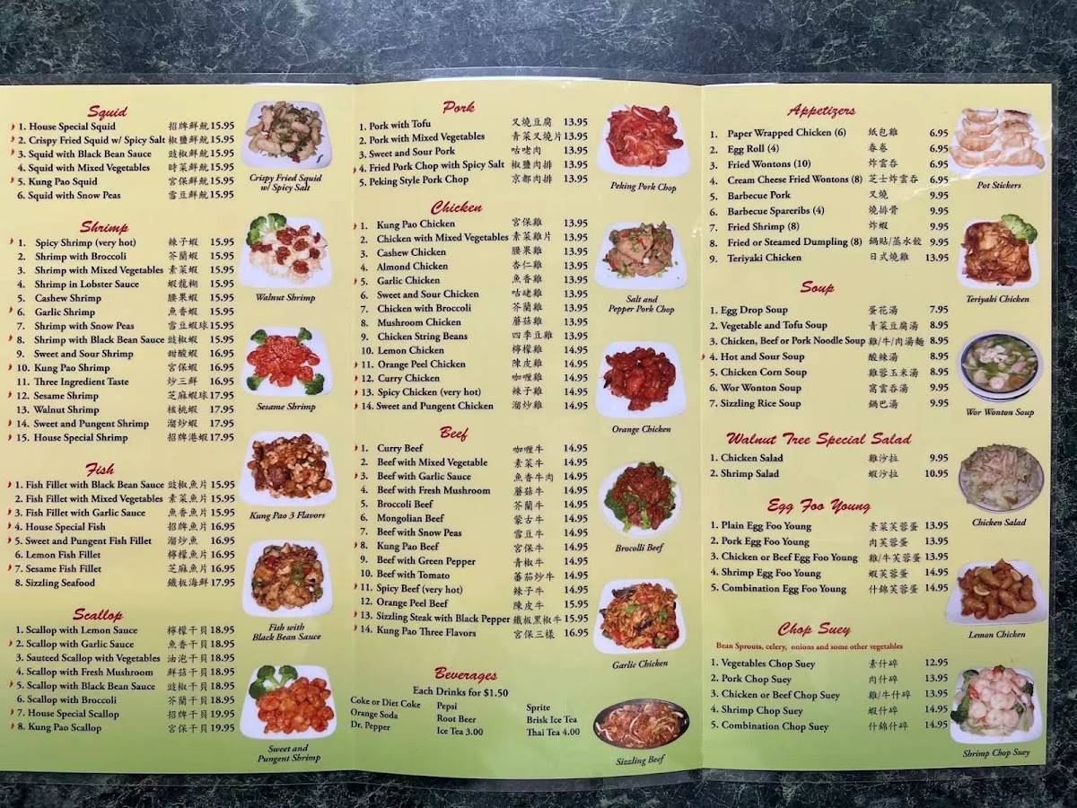 Menu at Walnut Tree Restaurant, Walnut
