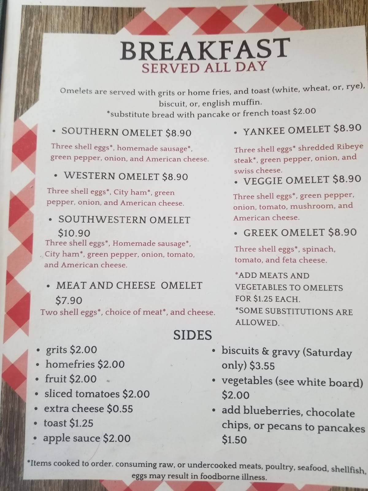 Menu at Watkins Grill restaurant, Raleigh