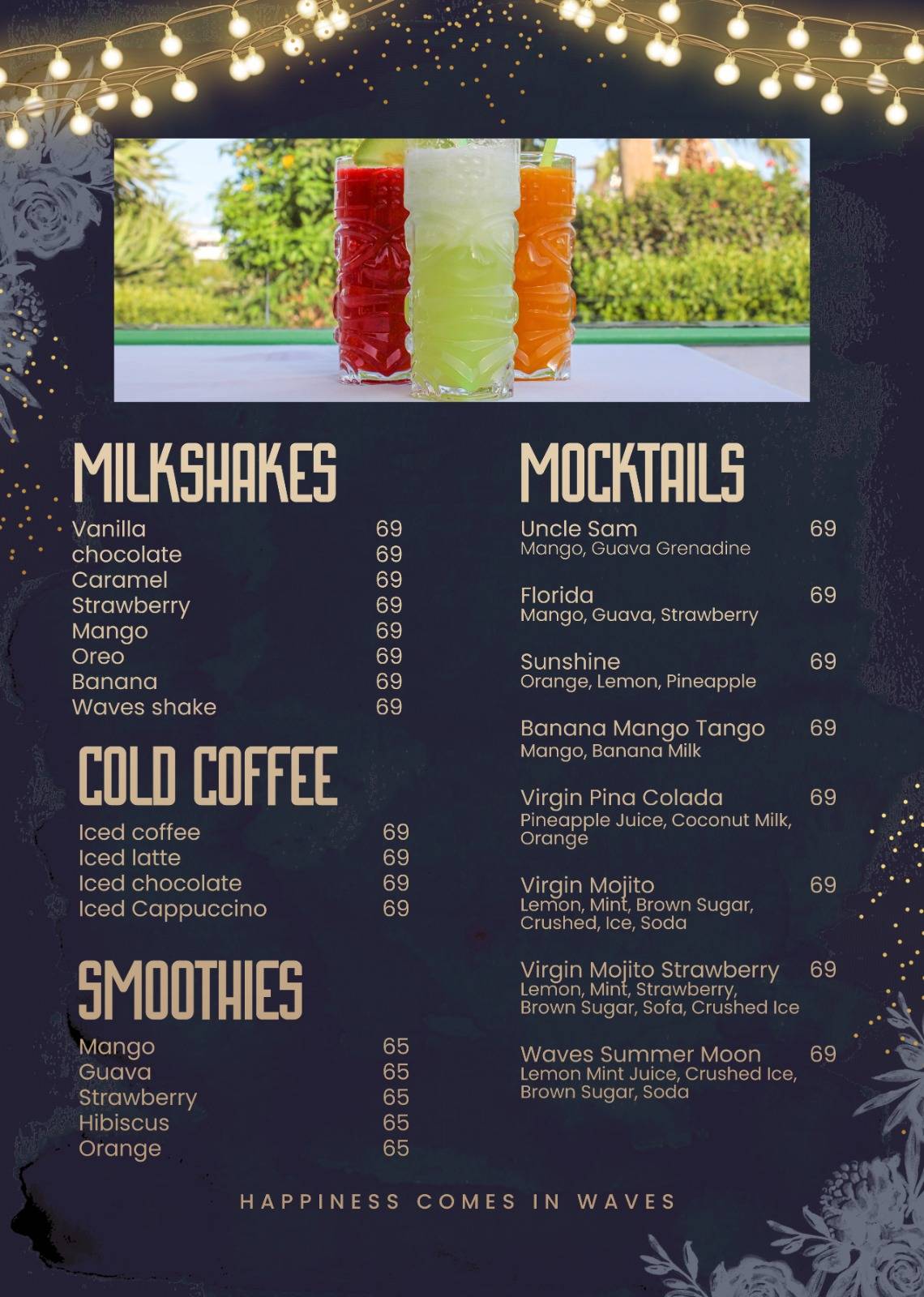 Menu at Waves Restaurant & Lounge Bar, Hurghada, Marina Boulevard