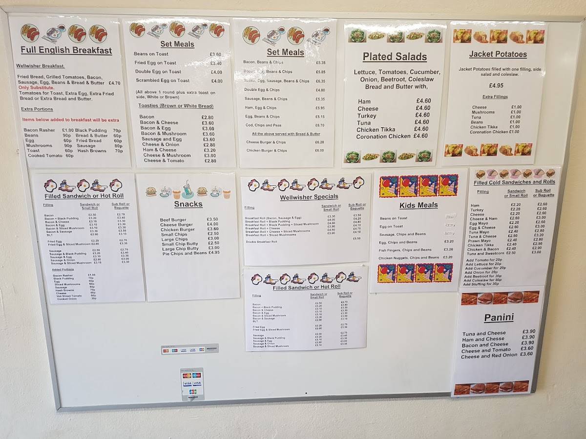 Menu at Wellwisher Cafe, Mitcheldean