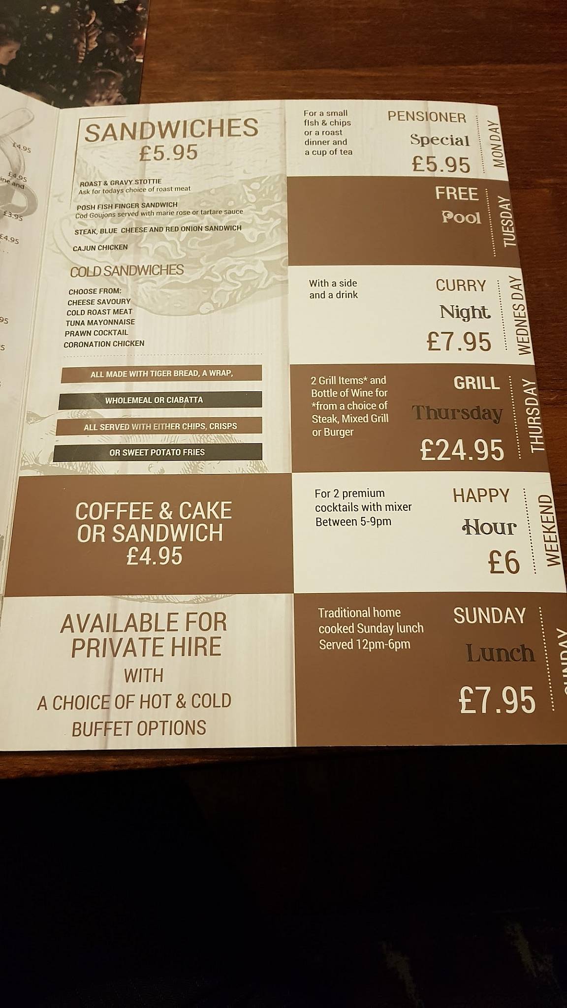 Menu at The Waterford Arms pub & bar, Whitley Bay, Collywell Bay Rd