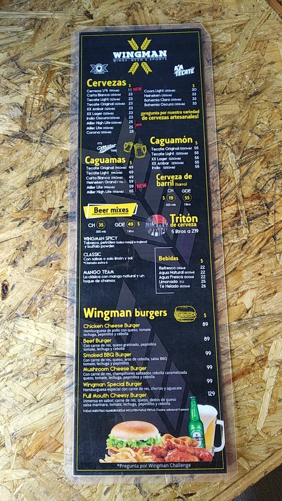 Carta del pub y bar Wingman Adolf Horn, San Pedro Tlaquepaque, Av ...