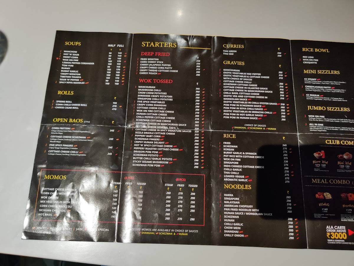 Menu at Wok On Fire, Vapi