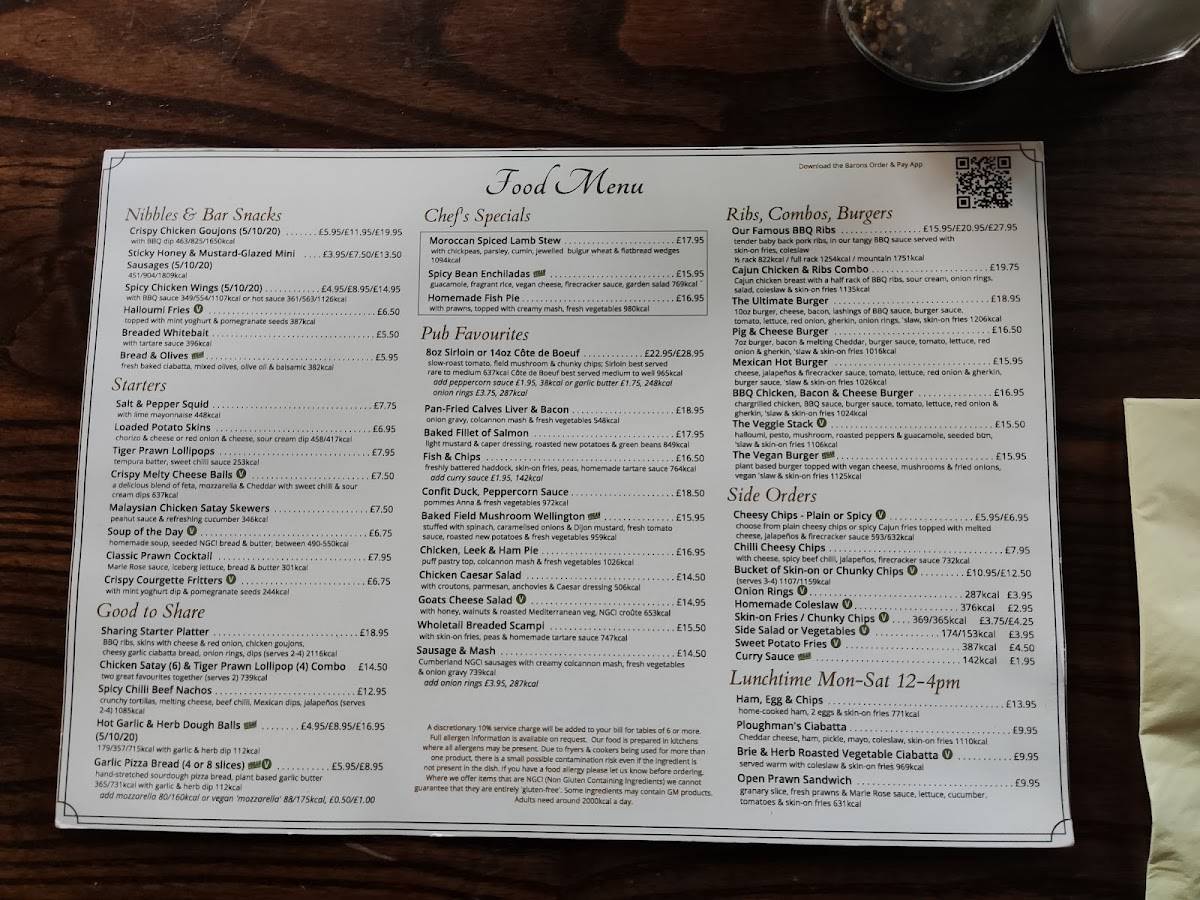 Menu at The Cricketers Horsell pub & bar, Woking