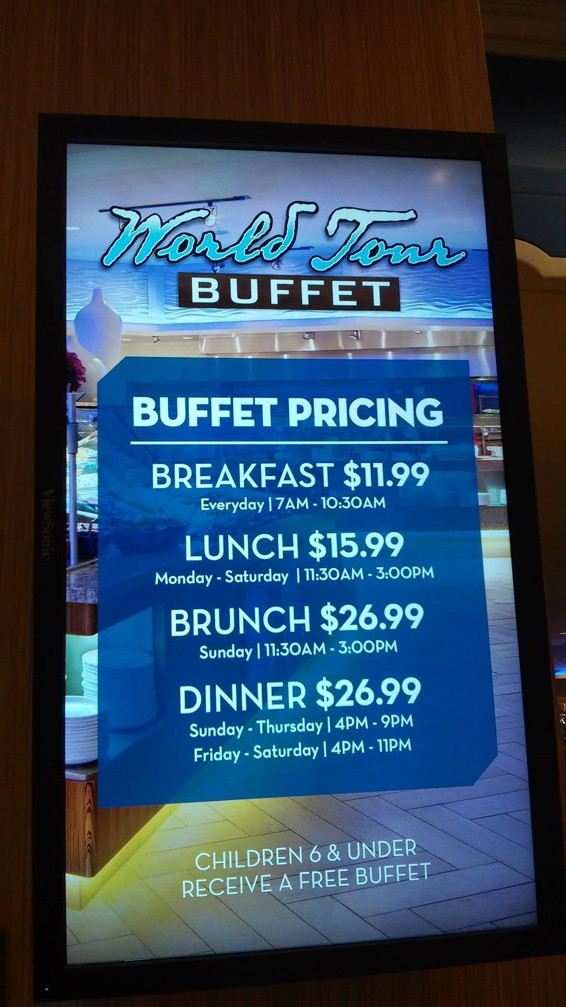 Menu at World Tour Buffet restaurant, Bossier City