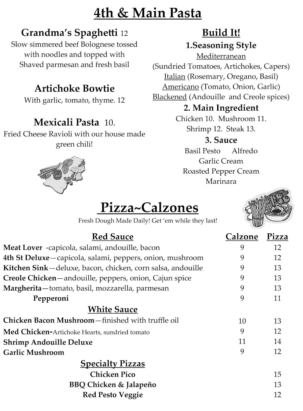 Menu at 4th & Main Downtown Grille pub & bar, Wray