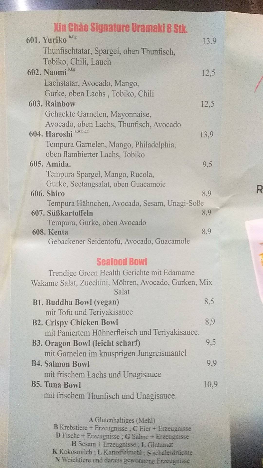 Speisekarte von Xin Chao Sushi Bar Haßfurt, Haßfurt