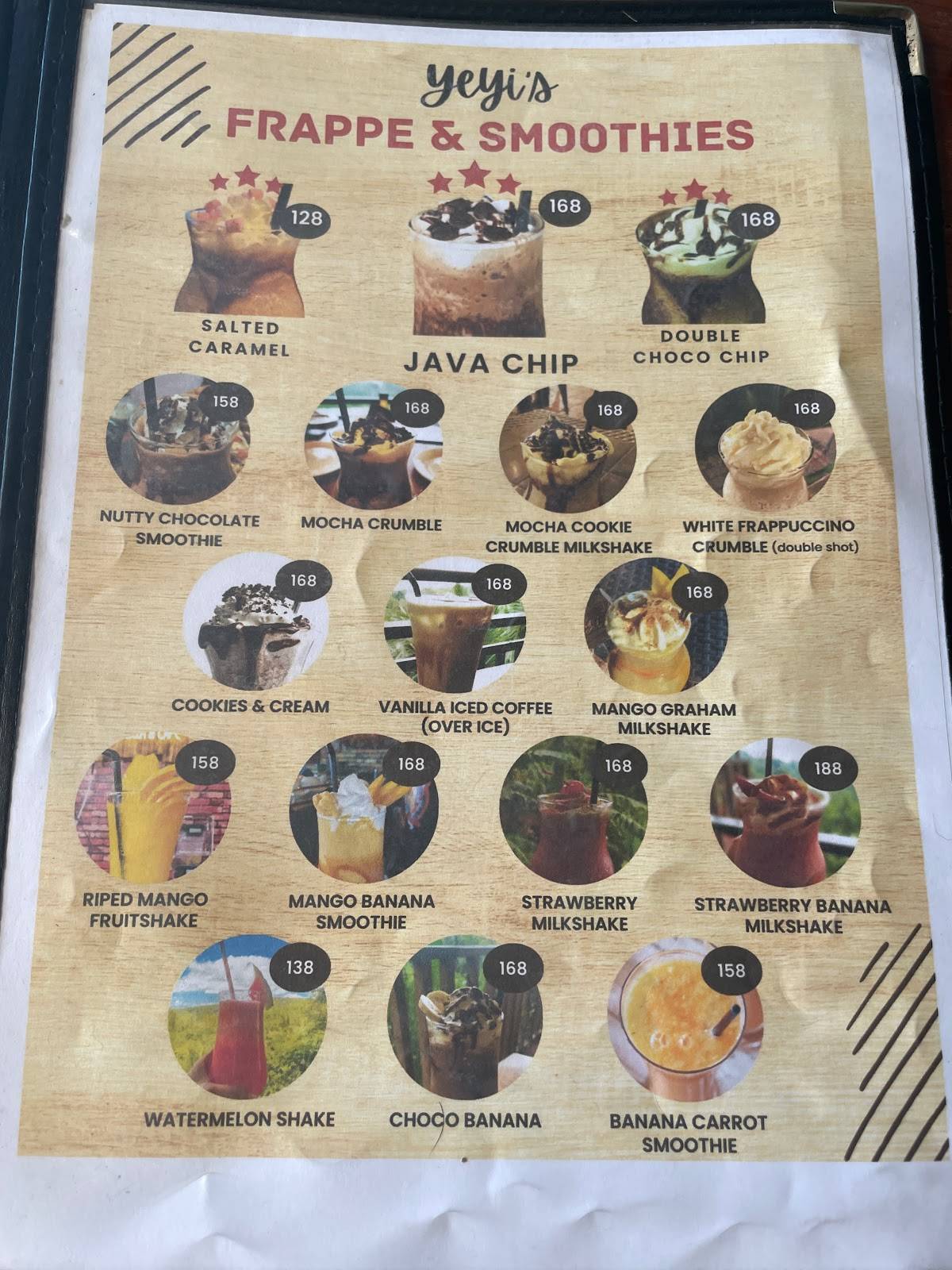 Menu at Yeyi's Pizzeria & Café, Tanay