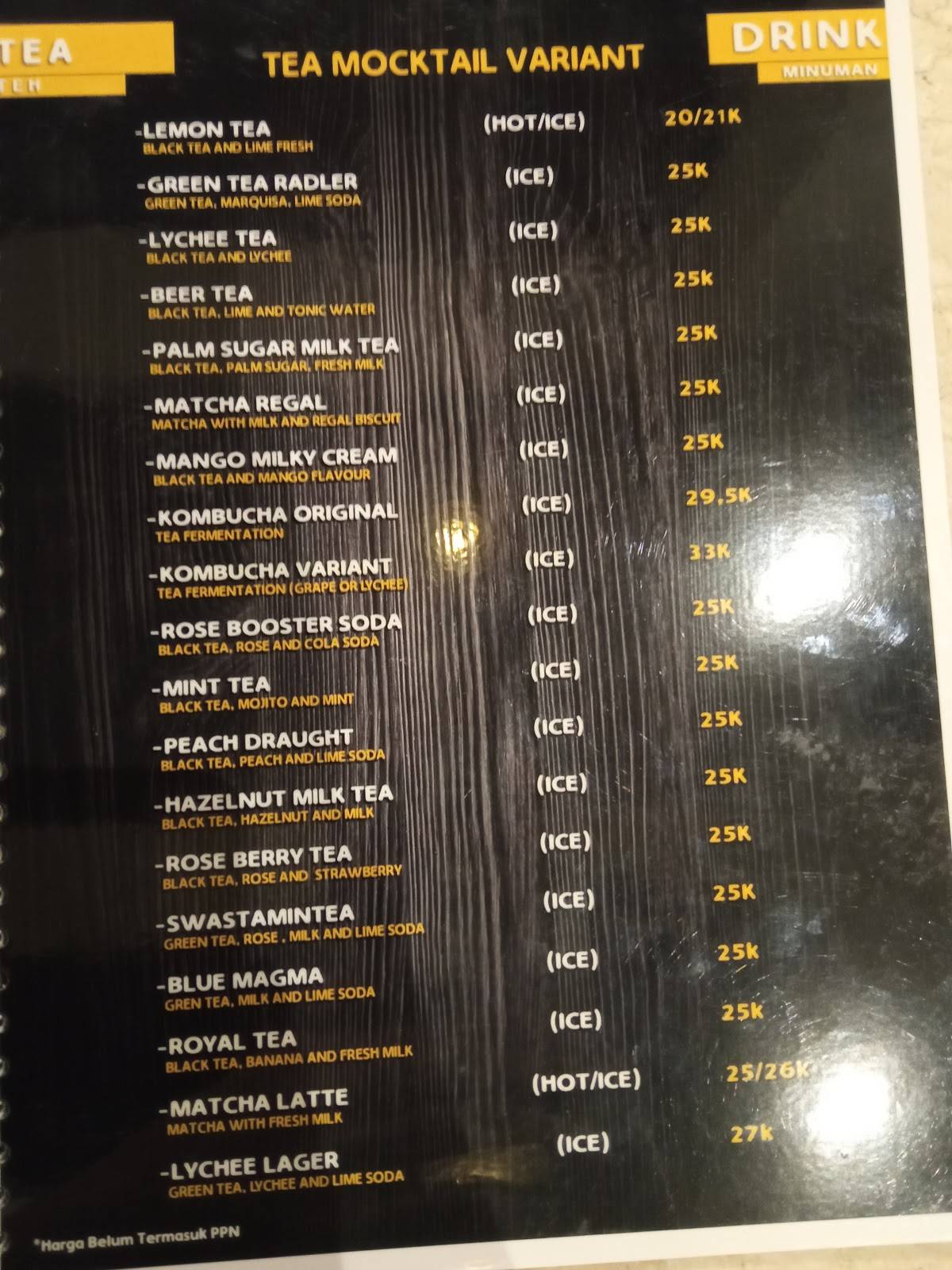 Menu at ZAMA HOUSE cafe, Bogor