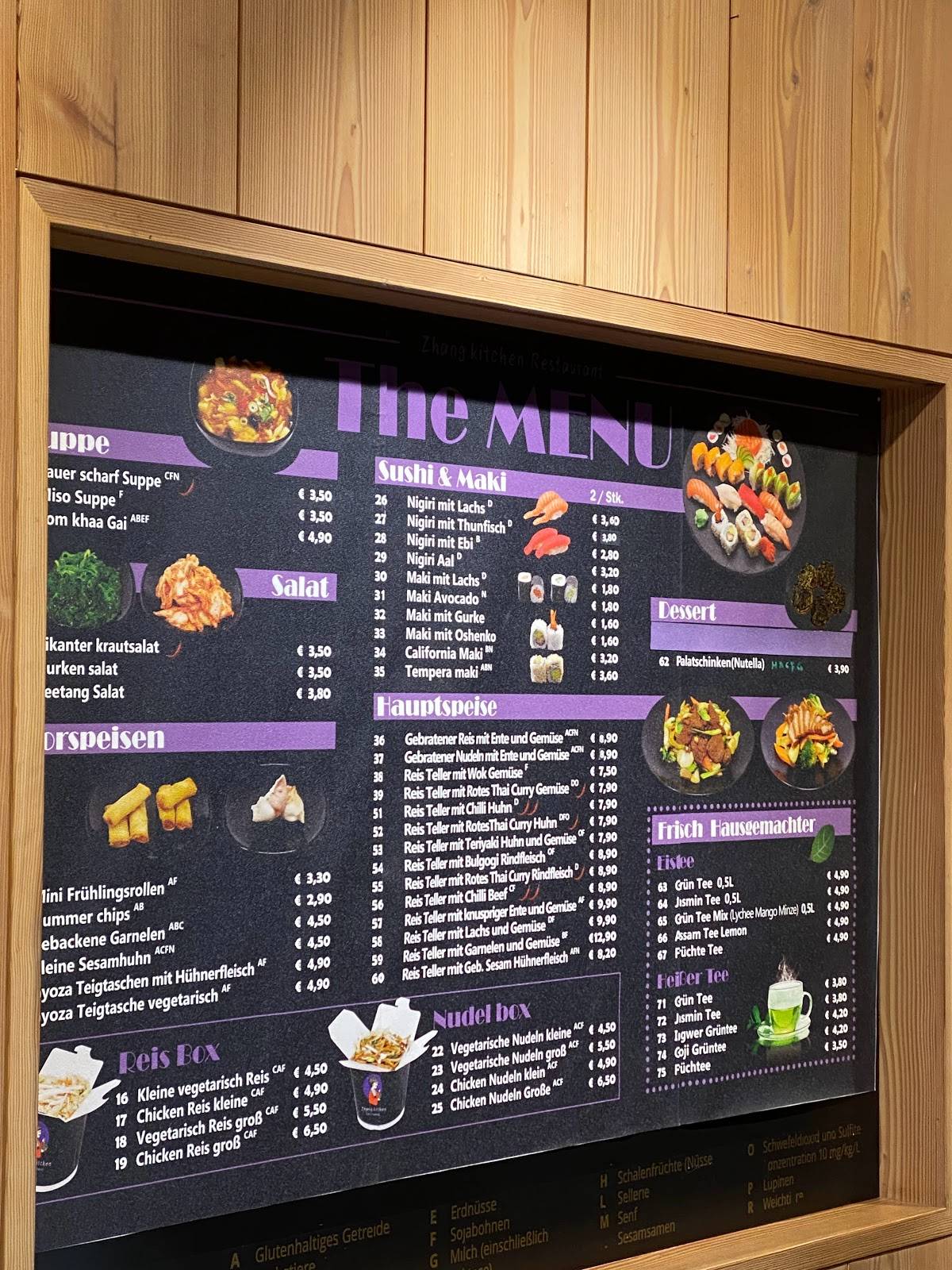 Speisekarte von Zhang Kitchen Restaurant, Innsbruck